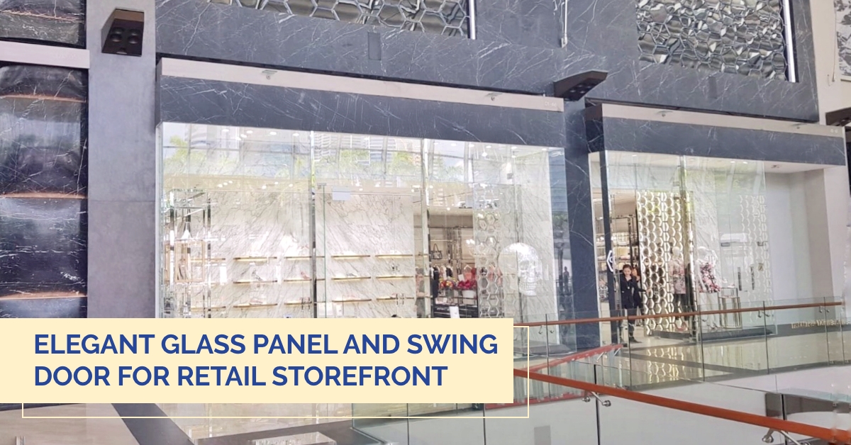 Elegant Glass Panel and Swing Door for Retail Storefront