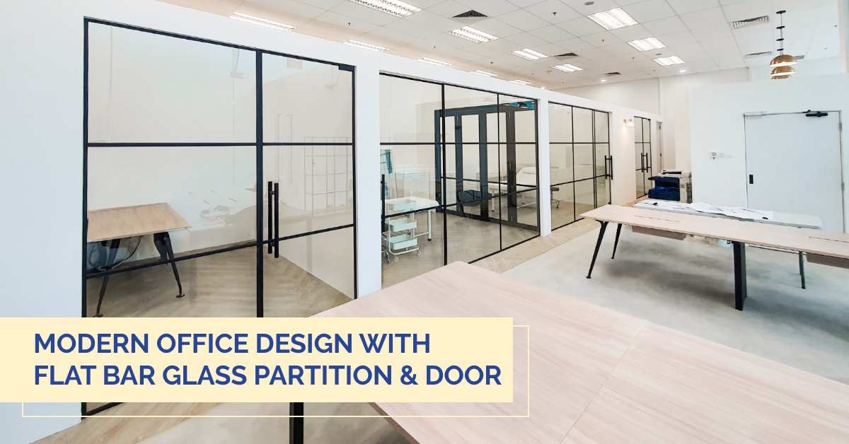 Modern Office Design with Flat Bar Glass Partition and Door